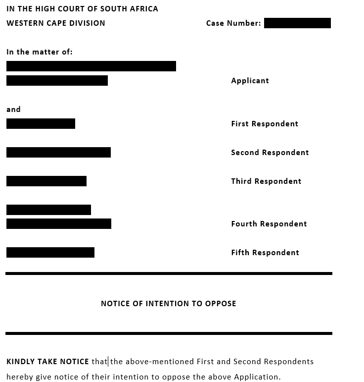 Notice of intention to oppose - Family Law (Divorce, Custody ...